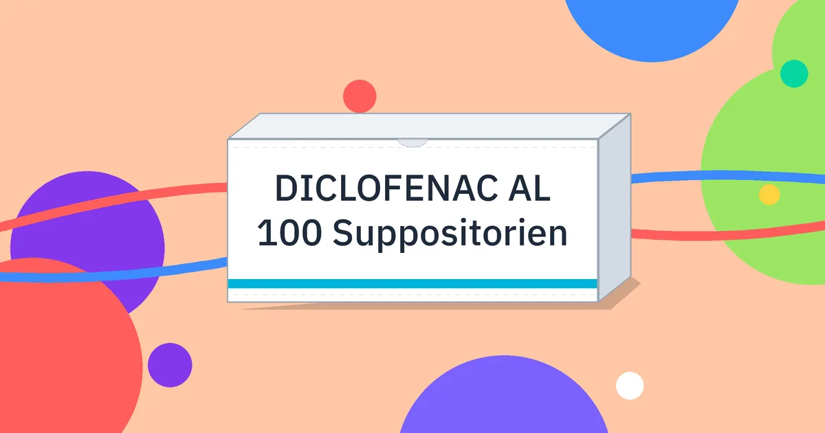 Symbolbild: Packung mit der Aufschrift DICLOFENAC AL 100 Suppositorien (PZN 05904835) – Verfügbarkeit und Bezug in Apotheken in Frankfurt am Main