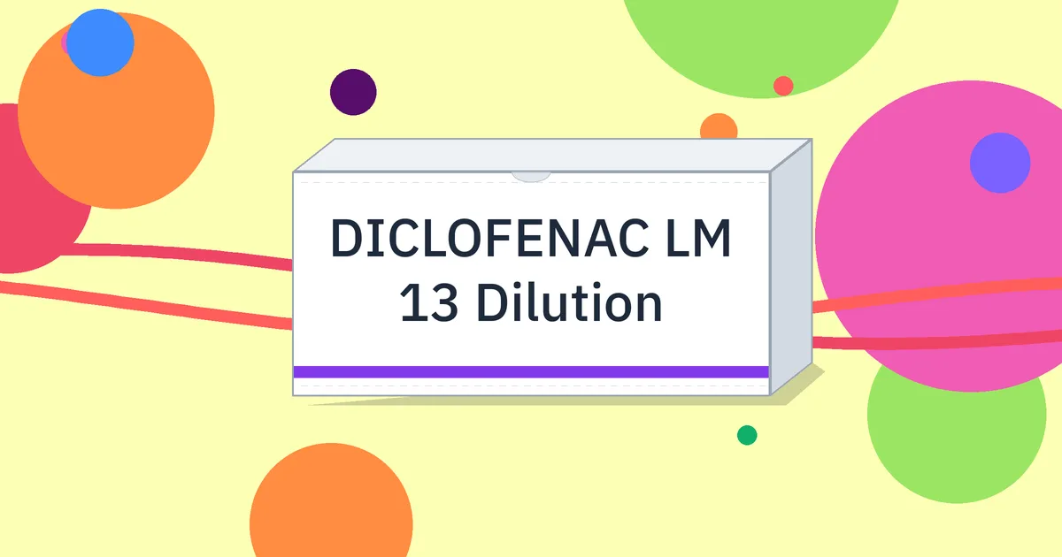 Symbolbild: Packung mit der Aufschrift DICLOFENAC LM 13 Dilution (PZN 12841302) – Verfügbarkeit und Bezug in Apotheken in Frankfurt am Main