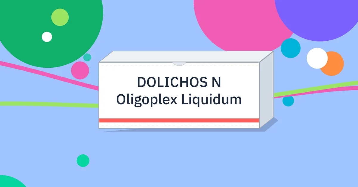 Symbolbild: Packung mit der Aufschrift DOLICHOS N Oligoplex Liquidum (PZN 03112509) – Verfügbarkeit und Bezug in Apotheken in Frankfurt am Main