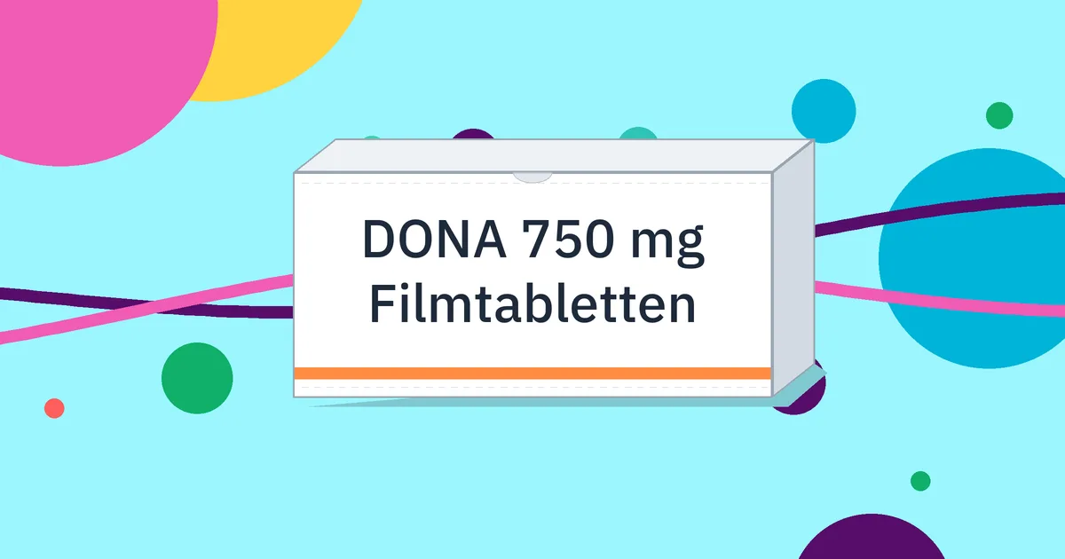 Symbolbild: Packung mit der Aufschrift DONA 750 mg Filmtabletten (PZN 11123237) – Verfügbarkeit und Bezug in Apotheken in Frankfurt am Main