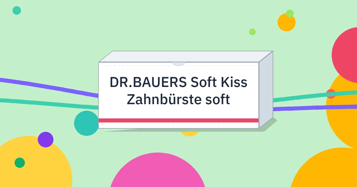 Symbolbild: Packung mit der Aufschrift DR.BAUERS Soft Kiss Zahnbürste soft (PZN 18113012) – Verfügbarkeit und Bezug in Apotheken in Frankfurt am Main
