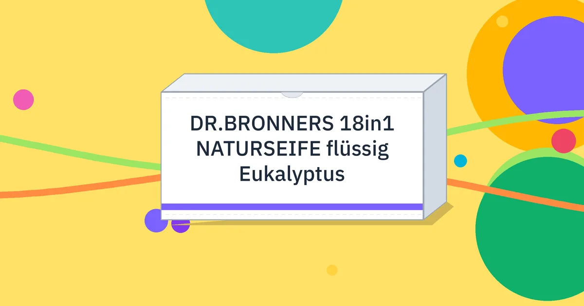Symbolbild: Packung mit der Aufschrift DR.BRONNERS 18in1 NATURSEIFE flüssig Eukalyptus (PZN 19241798) – Verfügbarkeit und Bezug in Apotheken in Frankfurt am Main