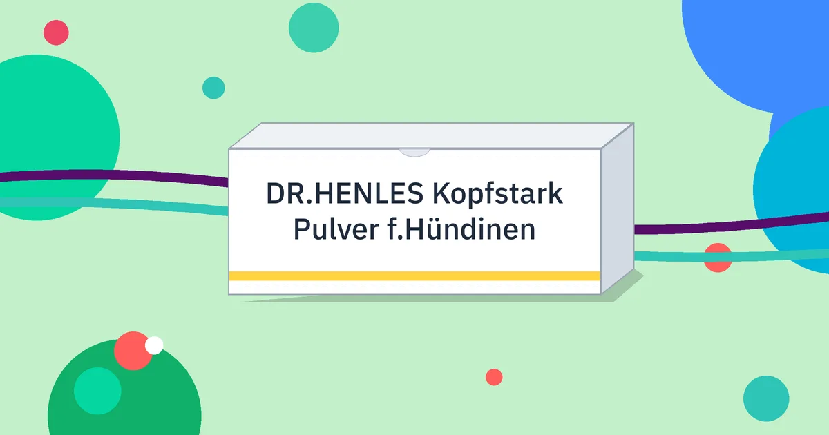 Symbolbild: Packung mit der Aufschrift DR.HENLES Kopfstark Pulver f.Hündinen (PZN 16037979) – Verfügbarkeit und Bezug in Apotheken in Frankfurt am Main