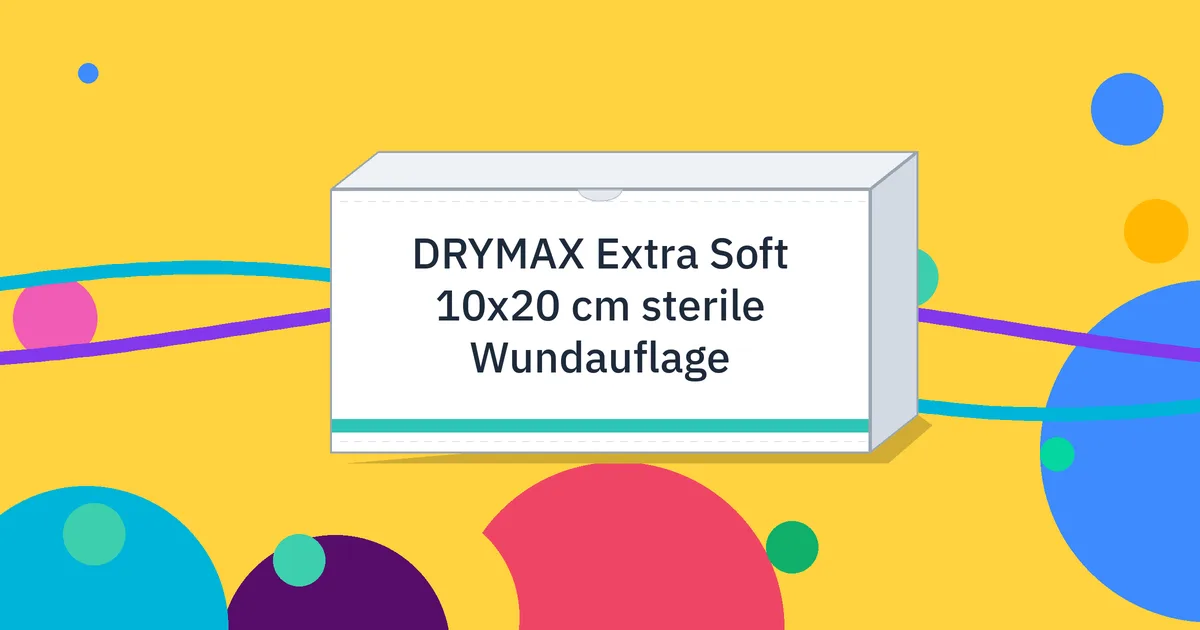Symbolbild: Packung mit der Aufschrift DRYMAX Extra Soft 10x20 cm sterile Wundauflage (PZN 13422145) – Verfügbarkeit und Bezug in Apotheken in Frankfurt am Main