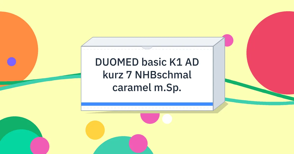 Symbolbild: Packung mit der Aufschrift DUOMED basic K1 AD kurz 7 NHBschmal caramel m.Sp. (PZN 20904353) – Verfügbarkeit und Bezug in Apotheken in Frankfurt am Main