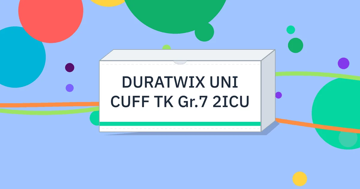 Symbolbild: Packung mit der Aufschrift DURATWIX UNI CUFF TK Gr.7 2ICU (PZN 19788284) – Verfügbarkeit und Bezug in Apotheken in Frankfurt am Main