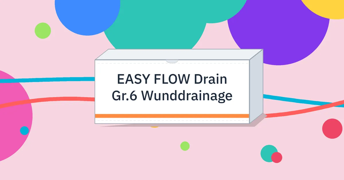 Symbolbild: Packung mit der Aufschrift EASY FLOW Drain Gr.6 Wunddrainage (PZN 07488849) – Verfügbarkeit und Bezug in Apotheken in Frankfurt am Main