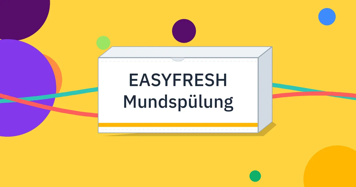 Symbolbild: Packung mit der Aufschrift EASYFRESH Mundspülung (PZN 17454538) – Verfügbarkeit und Bezug in Apotheken in Frankfurt am Main