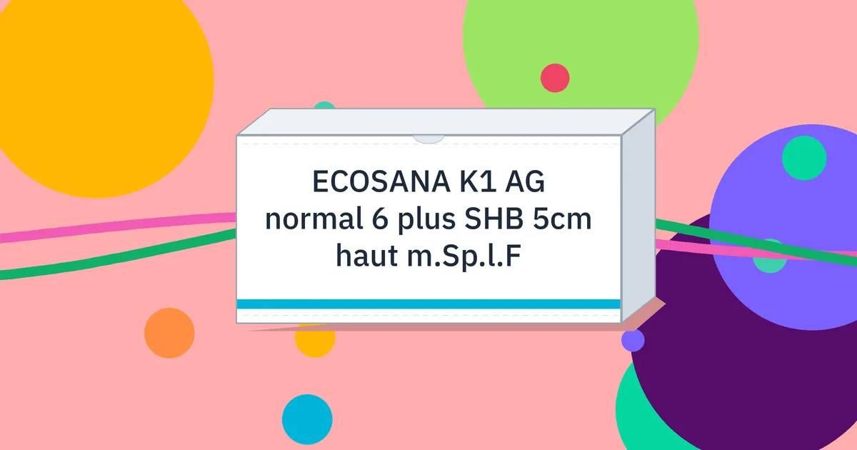 Symbolbild: Packung mit der Aufschrift ECOSANA K1 AG normal 6 plus SHB 5cm haut m.Sp.l.F (PZN 04730244) – Verfügbarkeit und Bezug in Apotheken in Frankfurt am Main