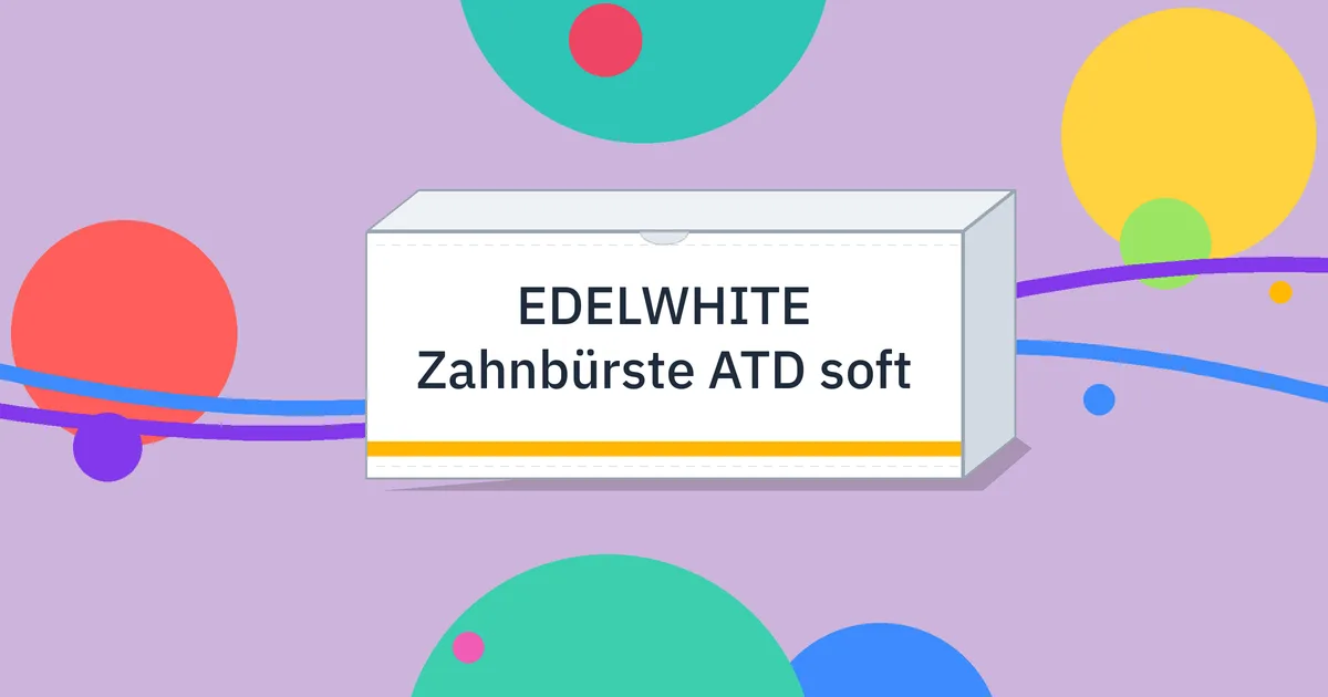 Symbolbild: Packung mit der Aufschrift EDELWHITE Zahnbürste ATD soft (PZN 04850043) – Verfügbarkeit und Bezug in Apotheken in Frankfurt am Main