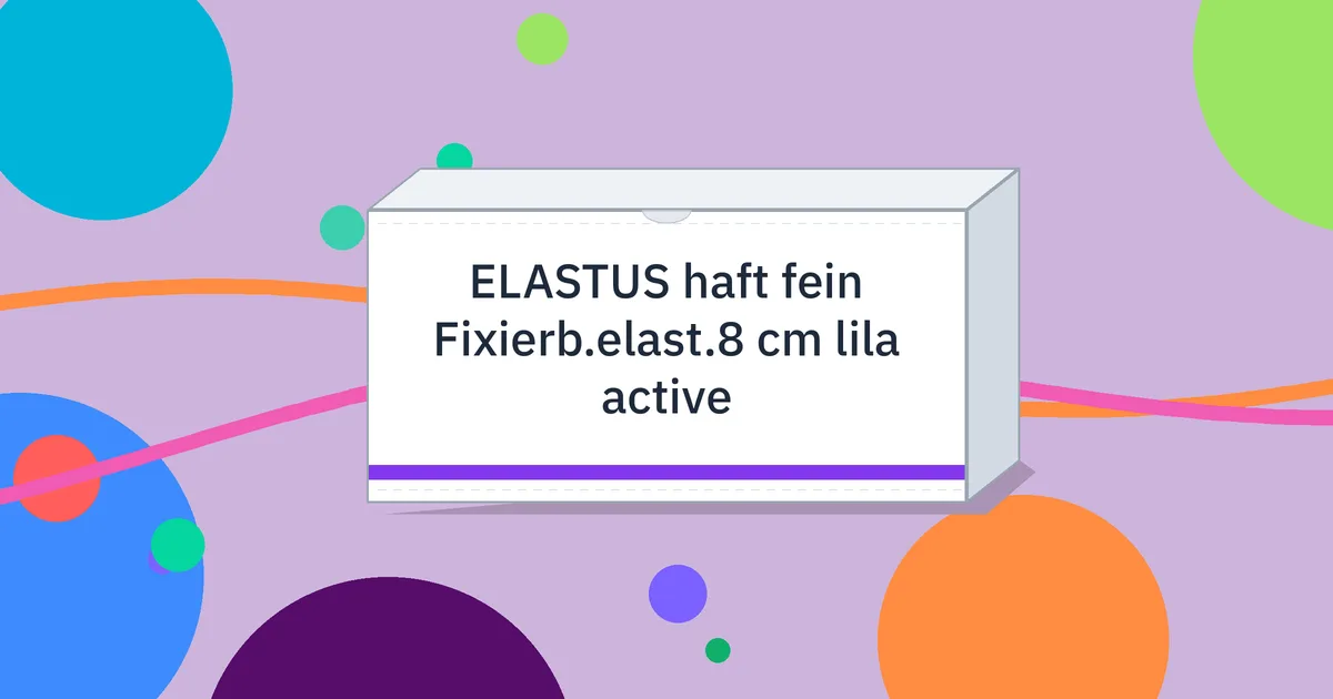 Symbolbild: Packung mit der Aufschrift ELASTUS haft fein Fixierb.elast.8 cm lila active (PZN 10308207) – Verfügbarkeit und Bezug in Apotheken in Frankfurt am Main