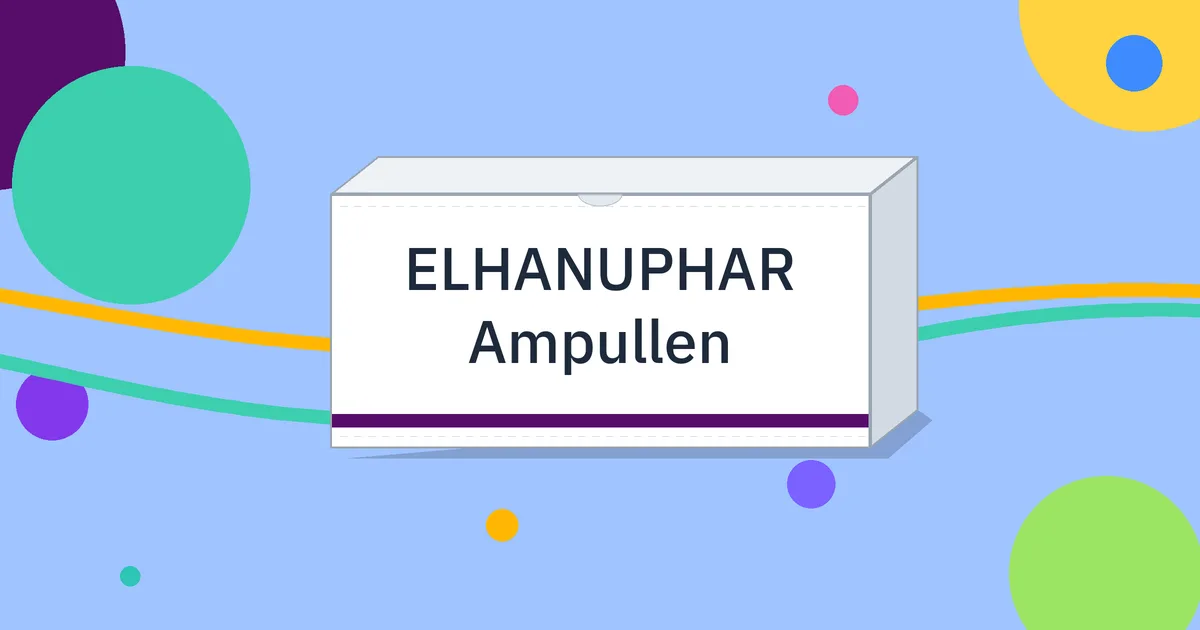 Symbolbild: Packung mit der Aufschrift ELHANUPHAR Ampullen (PZN 04189922) – Verfügbarkeit und Bezug in Apotheken in Frankfurt am Main