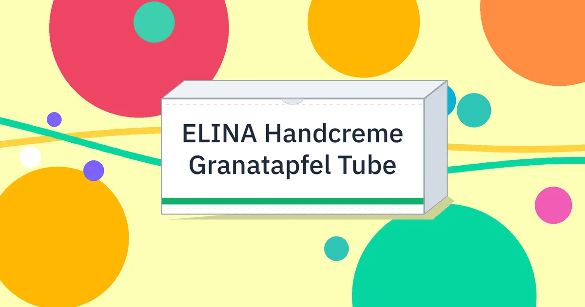 Symbolbild: Packung mit der Aufschrift ELINA Handcreme Granatapfel Tube (PZN 10778870) – Verfügbarkeit und Bezug in Apotheken in Frankfurt am Main