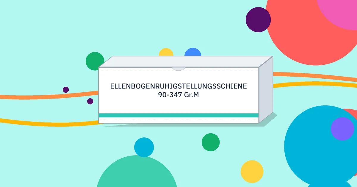 Symbolbild: Packung mit der Aufschrift ELLENBOGENRUHIGSTELLUNGSSCHIENE 90-347 Gr.M (PZN 10167563) – Verfügbarkeit und Bezug in Apotheken in Frankfurt am Main
