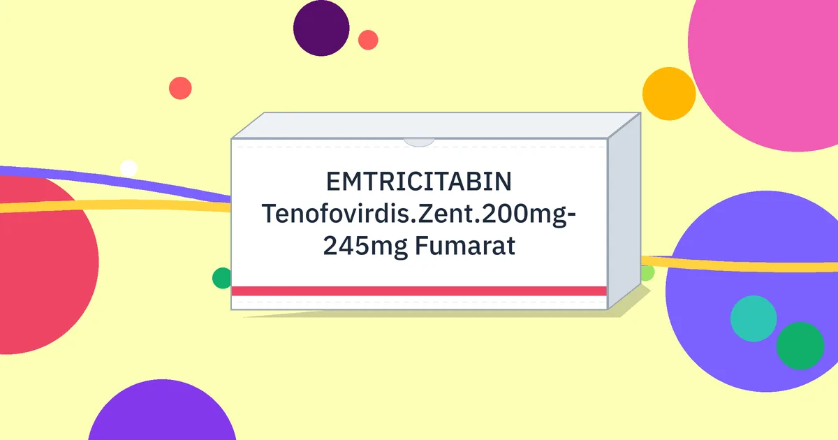 Symbolbild: Packung mit der Aufschrift EMTRICITABIN Tenofovirdis.Zent.200mg-245mg Fumarat (PZN 14060804) – Verfügbarkeit und Bezug in Apotheken in Frankfurt am Main