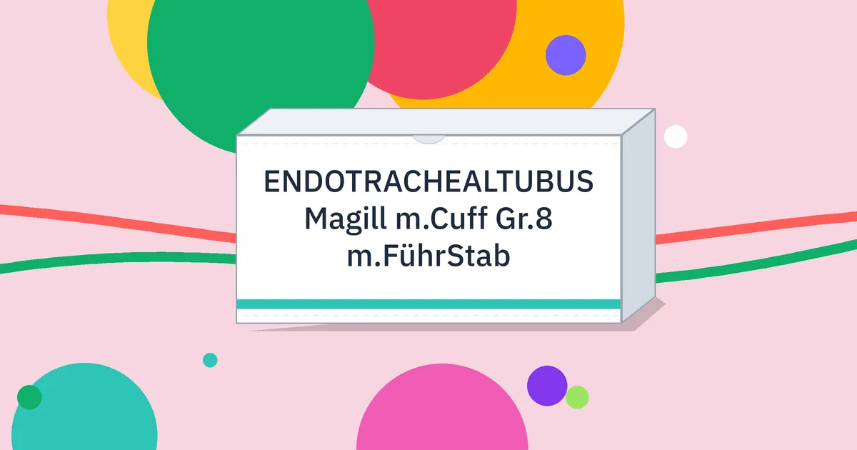 Symbolbild: Packung mit der Aufschrift ENDOTRACHEALTUBUS Magill m.Cuff Gr.8 m.FührStab (PZN 10047385) – Verfügbarkeit und Bezug in Apotheken in Frankfurt am Main