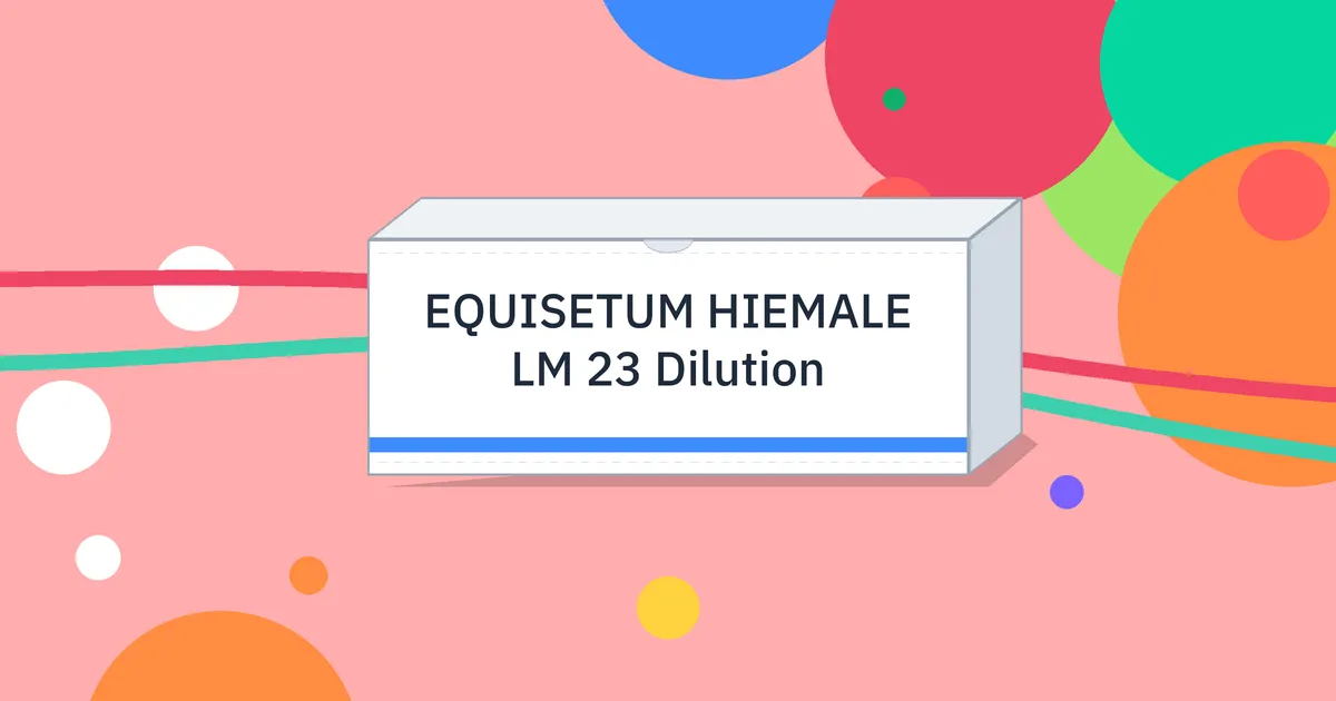 Symbolbild: Packung mit der Aufschrift EQUISETUM HIEMALE LM 23 Dilution (PZN 13473585) – Verfügbarkeit und Bezug in Apotheken in Frankfurt am Main