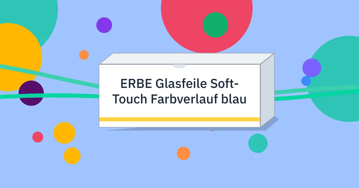 Symbolbild: Packung mit der Aufschrift ERBE Glasfeile Soft-Touch Farbverlauf blau (PZN 02741491) – Verfügbarkeit und Bezug in Apotheken in Frankfurt am Main