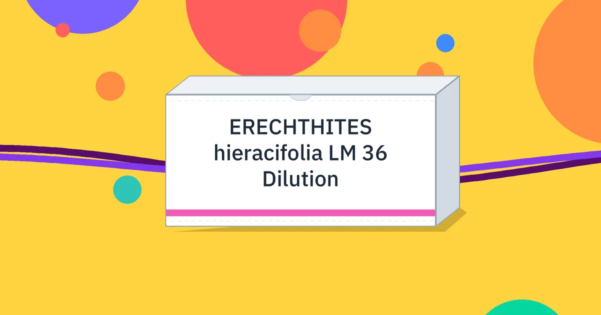 Symbolbild: Packung mit der Aufschrift ERECHTHITES hieracifolia LM 36 Dilution (PZN 13474596) – Verfügbarkeit und Bezug in Apotheken in Frankfurt am Main