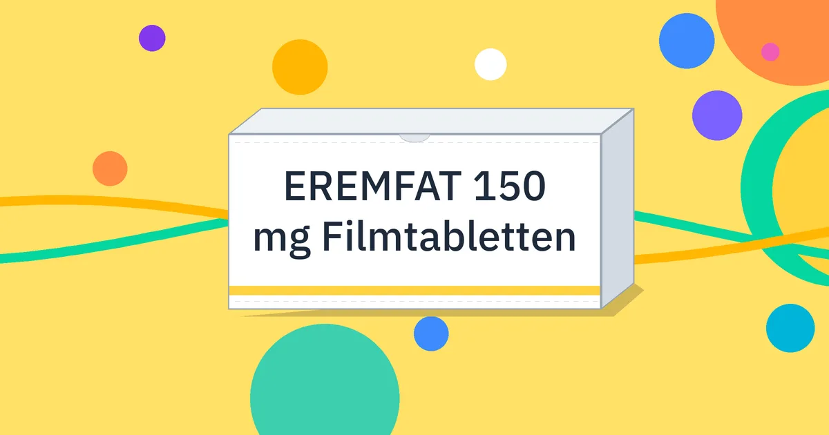 Symbolbild: Packung mit der Aufschrift EREMFAT 150 mg Filmtabletten (PZN 02590980) – Verfügbarkeit und Bezug in Apotheken in Frankfurt am Main
