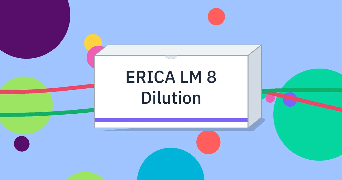 Symbolbild: Packung mit der Aufschrift ERICA LM 8 Dilution (PZN 13477620) – Verfügbarkeit und Bezug in Apotheken in Frankfurt am Main