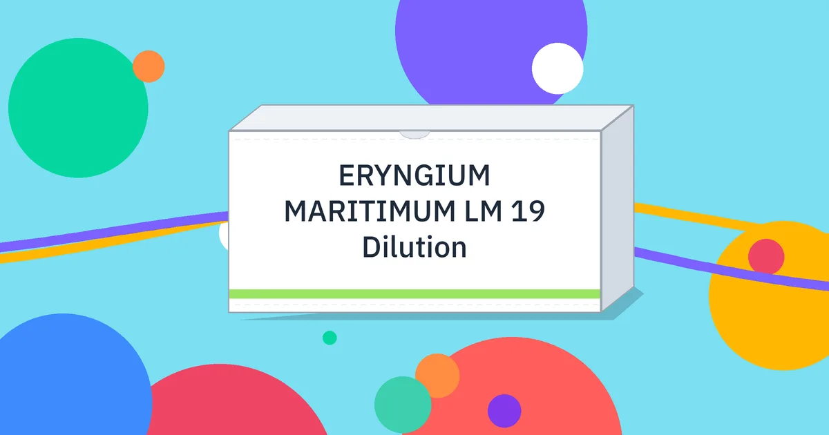 Symbolbild: Packung mit der Aufschrift ERYNGIUM MARITIMUM LM 19 Dilution (PZN 13479116) – Verfügbarkeit und Bezug in Apotheken in Frankfurt am Main