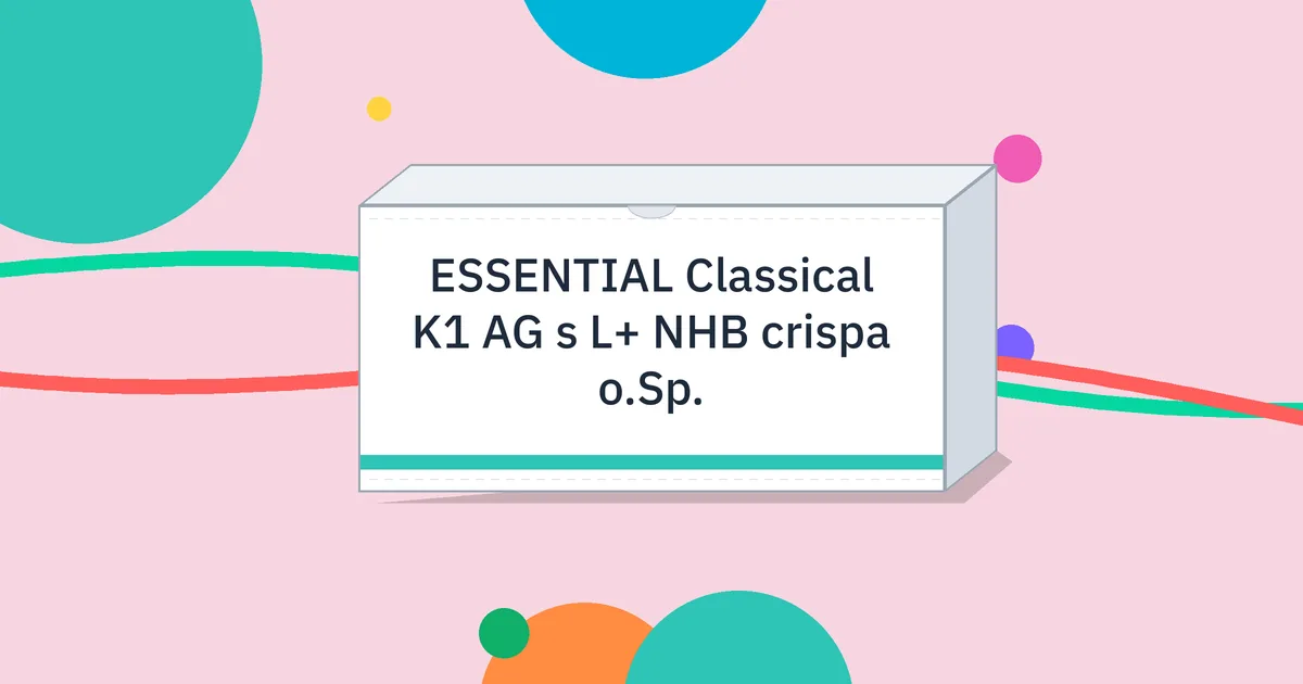Symbolbild: Packung mit der Aufschrift ESSENTIAL Classical K1 AG s L+ NHB crispa o.Sp. (PZN 17003646) – Verfügbarkeit und Bezug in Apotheken in Frankfurt am Main