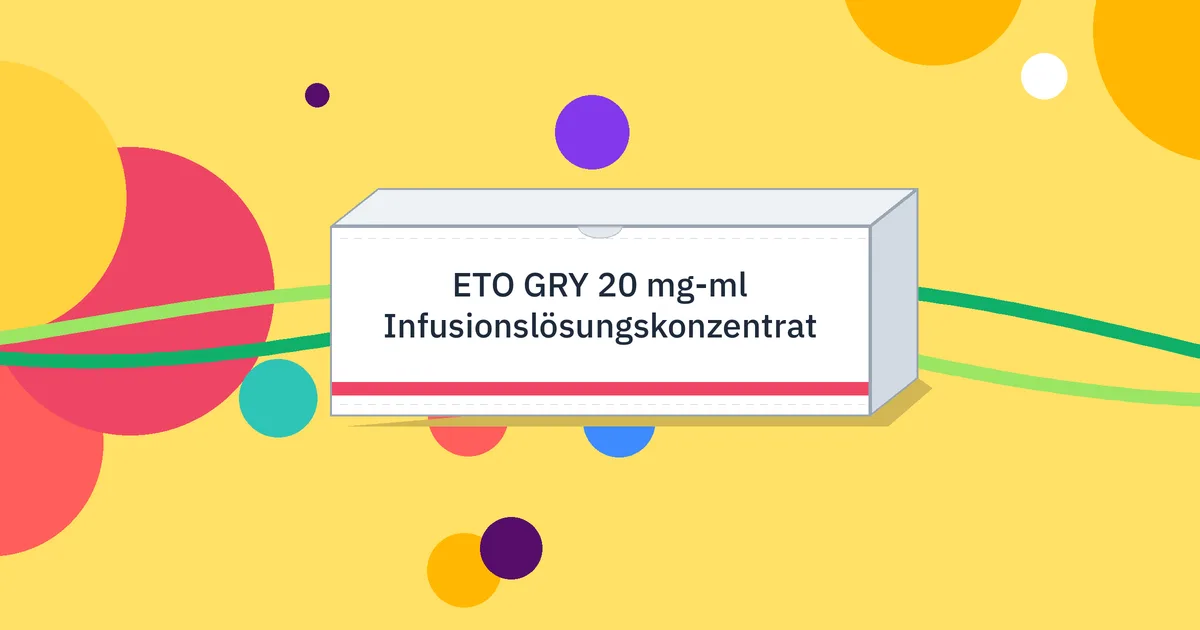 Symbolbild: Packung mit der Aufschrift ETO GRY 20 mg-ml Infusionslösungskonzentrat (PZN 00753900) – Verfügbarkeit und Bezug in Apotheken in Frankfurt am Main