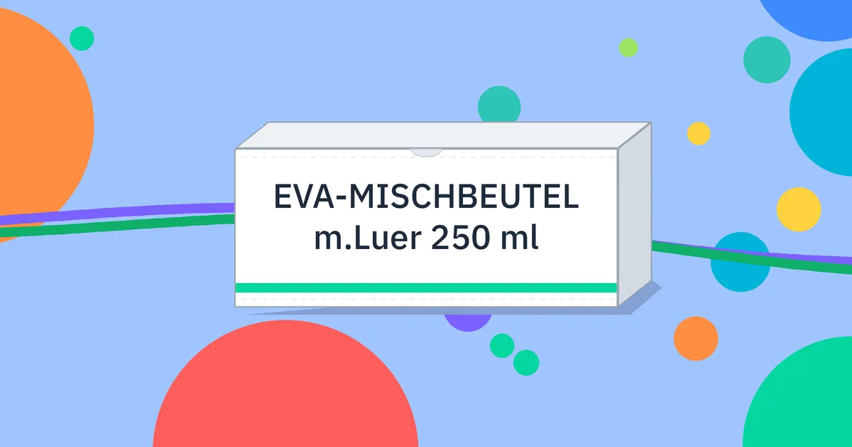 Symbolbild: Packung mit der Aufschrift EVA-MISCHBEUTEL m.Luer 250 ml (PZN 02727663) – Verfügbarkeit und Bezug in Apotheken in Frankfurt am Main
