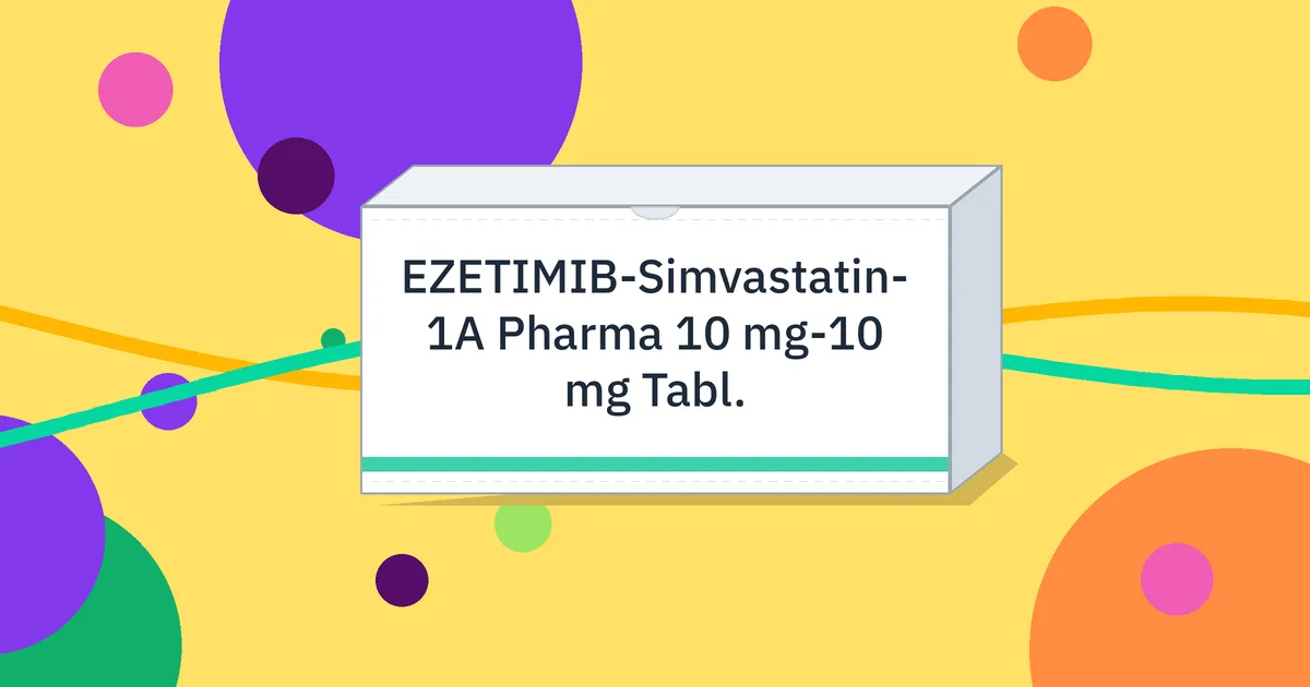 Symbolbild: Packung mit der Aufschrift EZETIMIB-Simvastatin-1A Pharma 10 mg-10 mg Tabl. (PZN 13592048) – Verfügbarkeit und Bezug in Apotheken in Frankfurt am Main