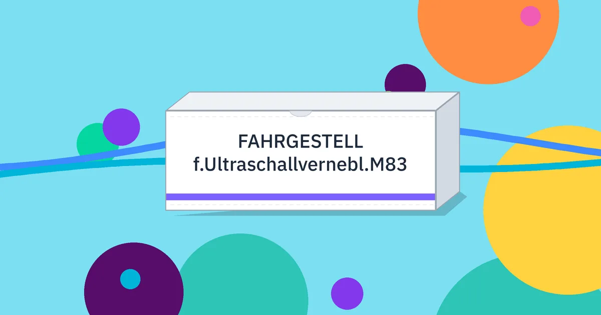 Symbolbild: Packung mit der Aufschrift FAHRGESTELL f.Ultraschallvernebl.M83 (PZN 03319340) – Verfügbarkeit und Bezug in Apotheken in Frankfurt am Main