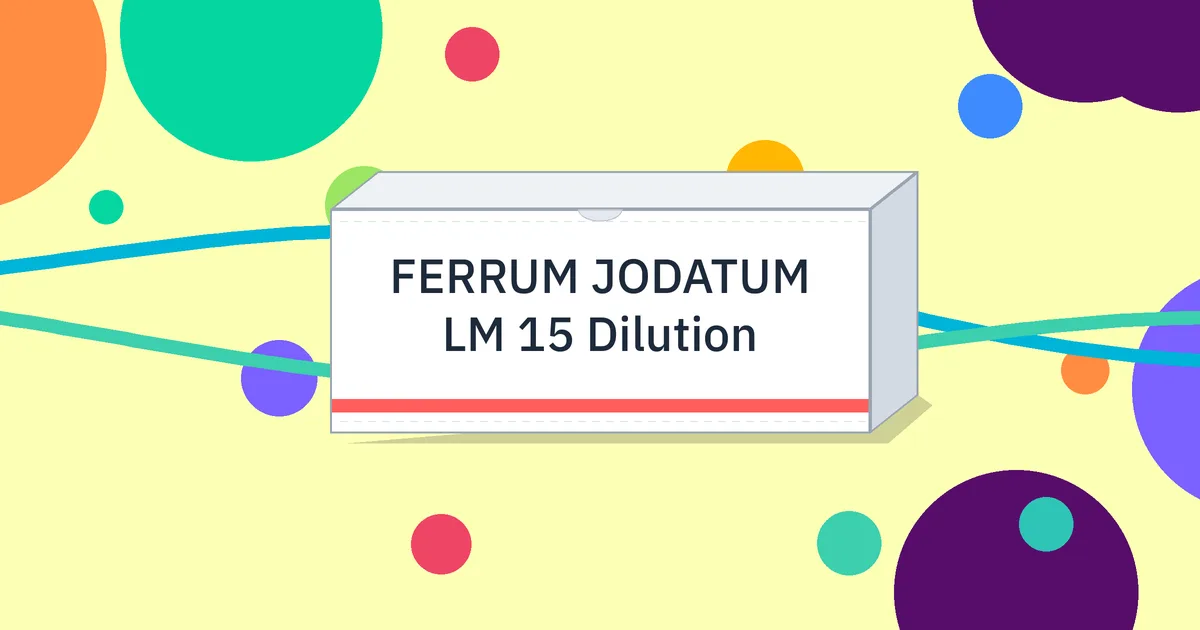 Symbolbild: Packung mit der Aufschrift FERRUM JODATUM LM 15 Dilution (PZN 12848936) – Verfügbarkeit und Bezug in Apotheken in Frankfurt am Main
