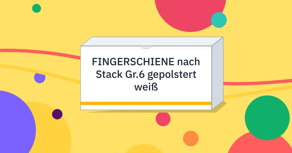 Symbolbild: Packung mit der Aufschrift FINGERSCHIENE nach Stack Gr.6 gepolstert weiß (PZN 07014614) – Verfügbarkeit und Bezug in Apotheken in Frankfurt am Main