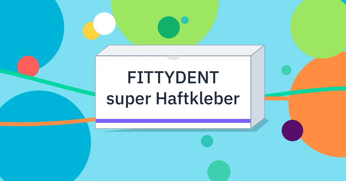 Symbolbild: Packung mit der Aufschrift FITTYDENT super Haftkleber (PZN 06077676) – Verfügbarkeit und Bezug in Apotheken in Frankfurt am Main