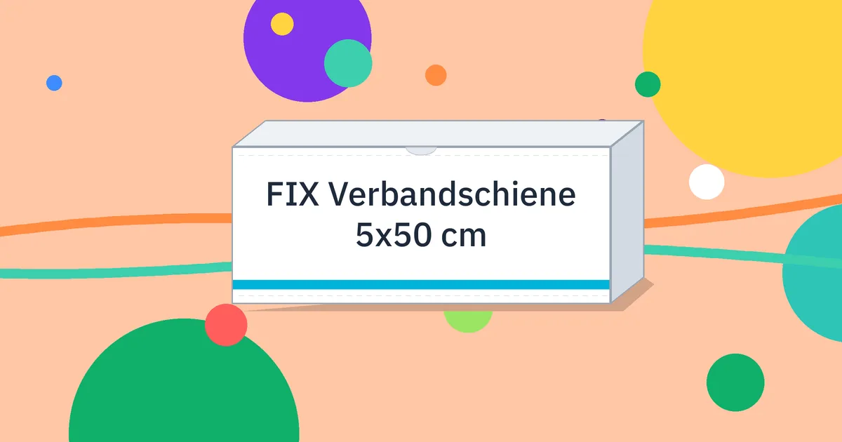 Symbolbild: Packung mit der Aufschrift FIX Verbandschiene 5x50 cm (PZN 06991405) – Verfügbarkeit und Bezug in Apotheken in Frankfurt am Main