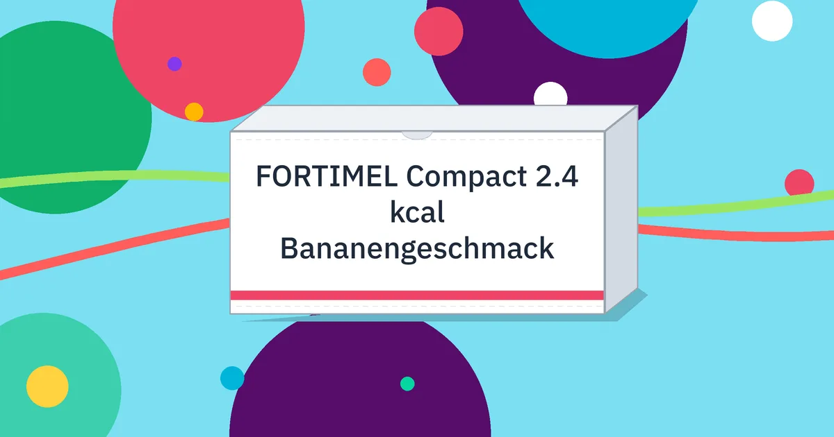 Symbolbild: Packung mit der Aufschrift FORTIMEL Compact 2.4 kcal Bananengeschmack (PZN 19647158) – Verfügbarkeit und Bezug in Apotheken in Frankfurt am Main