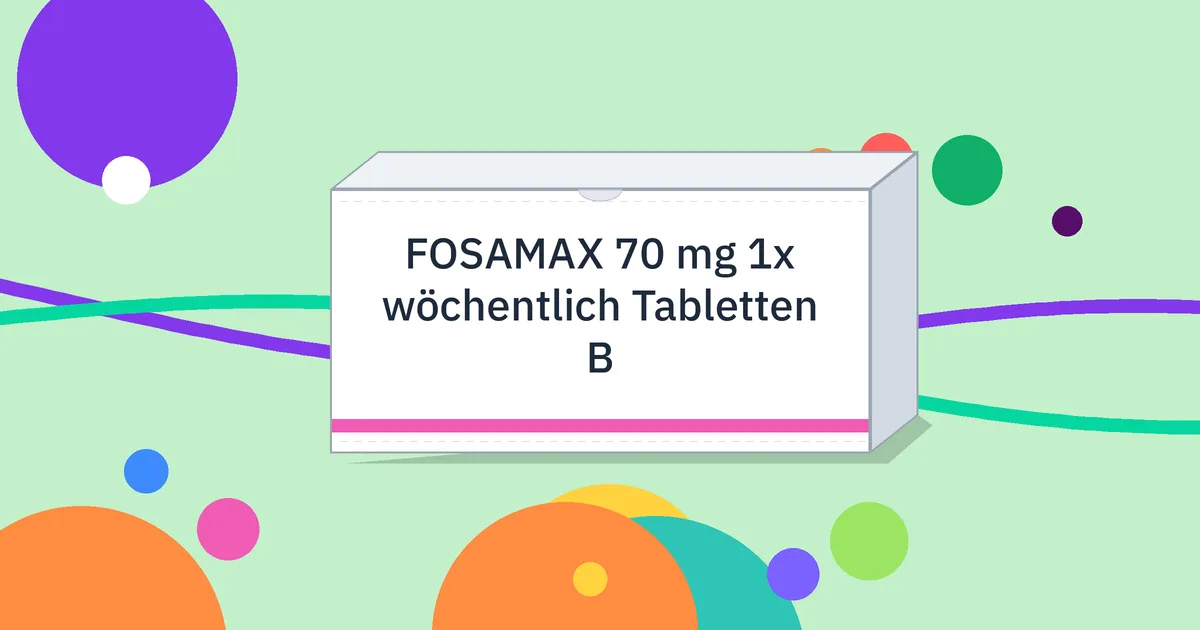 Symbolbild: Packung mit der Aufschrift FOSAMAX 70 mg 1x wöchentlich Tabletten B (PZN 07765094) – Verfügbarkeit und Bezug in Apotheken in Frankfurt am Main