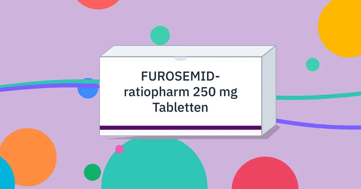 Symbolbild: Packung mit der Aufschrift FUROSEMID-ratiopharm 250 mg Tabletten (PZN 02208408) – Verfügbarkeit und Bezug in Apotheken in Frankfurt am Main