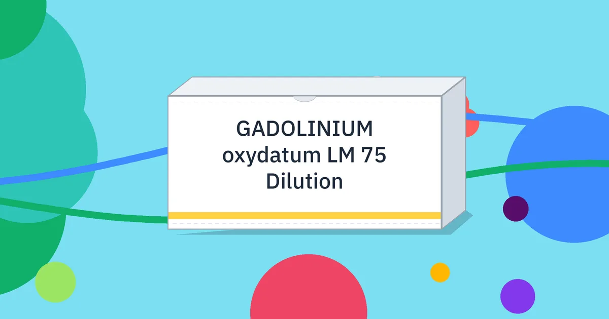 Symbolbild: Packung mit der Aufschrift GADOLINIUM oxydatum LM 75 Dilution (PZN 13494618) – Verfügbarkeit und Bezug in Apotheken in Frankfurt am Main
