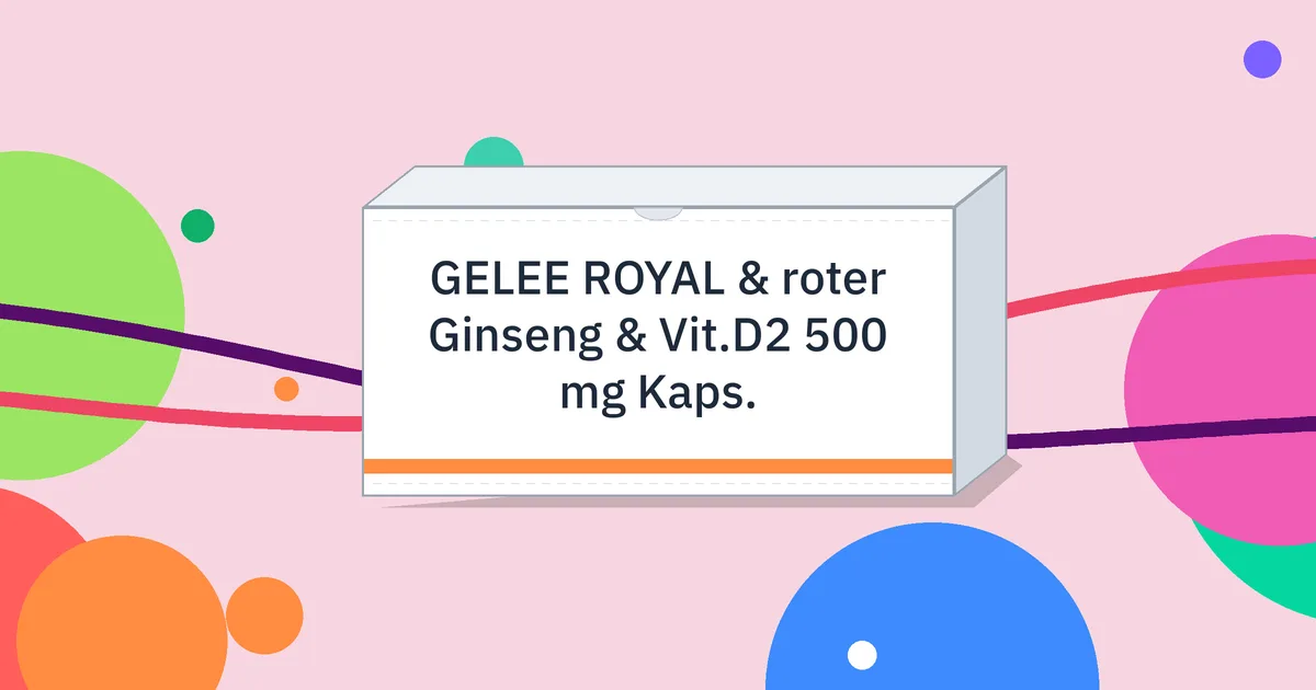 Symbolbild: Packung mit der Aufschrift GELEE ROYAL & roter Ginseng & Vit.D2 500 mg Kaps. (PZN 11593316) – Verfügbarkeit und Bezug in Apotheken in Frankfurt am Main