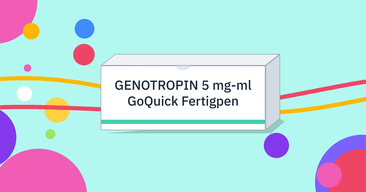 Symbolbild: Packung mit der Aufschrift GENOTROPIN 5 mg-ml GoQuick Fertigpen (PZN 17489838) – Verfügbarkeit und Bezug in Apotheken in Frankfurt am Main