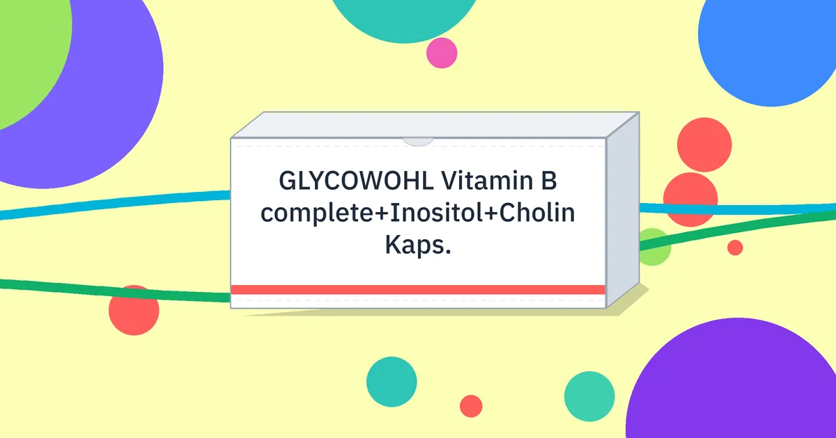 Symbolbild: Packung mit der Aufschrift GLYCOWOHL Vitamin B complete+Inositol+Cholin Kaps. (PZN 19404651) – Verfügbarkeit und Bezug in Apotheken in Frankfurt am Main