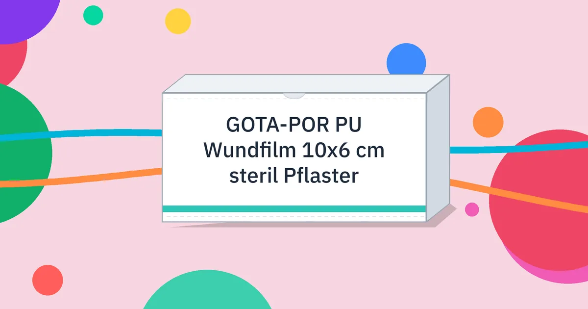 Symbolbild: Packung mit der Aufschrift GOTA-POR PU Wundfilm 10x6 cm steril Pflaster (PZN 00468447) – Verfügbarkeit und Bezug in Apotheken in Frankfurt am Main