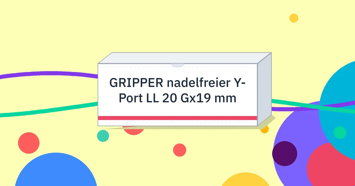 Symbolbild: Packung mit der Aufschrift GRIPPER nadelfreier Y-Port LL 20 Gx19 mm (PZN 09675372) – Verfügbarkeit und Bezug in Apotheken in Frankfurt am Main