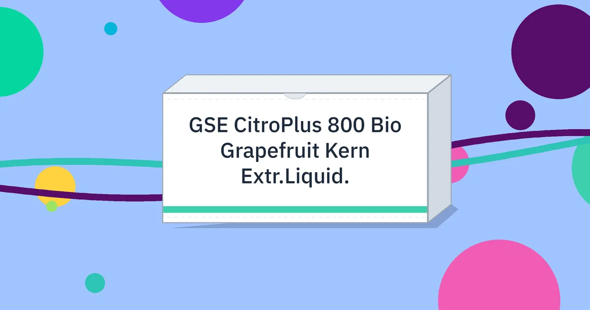 Symbolbild: Packung mit der Aufschrift GSE CitroPlus 800 Bio Grapefruit Kern Extr.Liquid. (PZN 09004695) – Verfügbarkeit und Bezug in Apotheken in Frankfurt am Main
