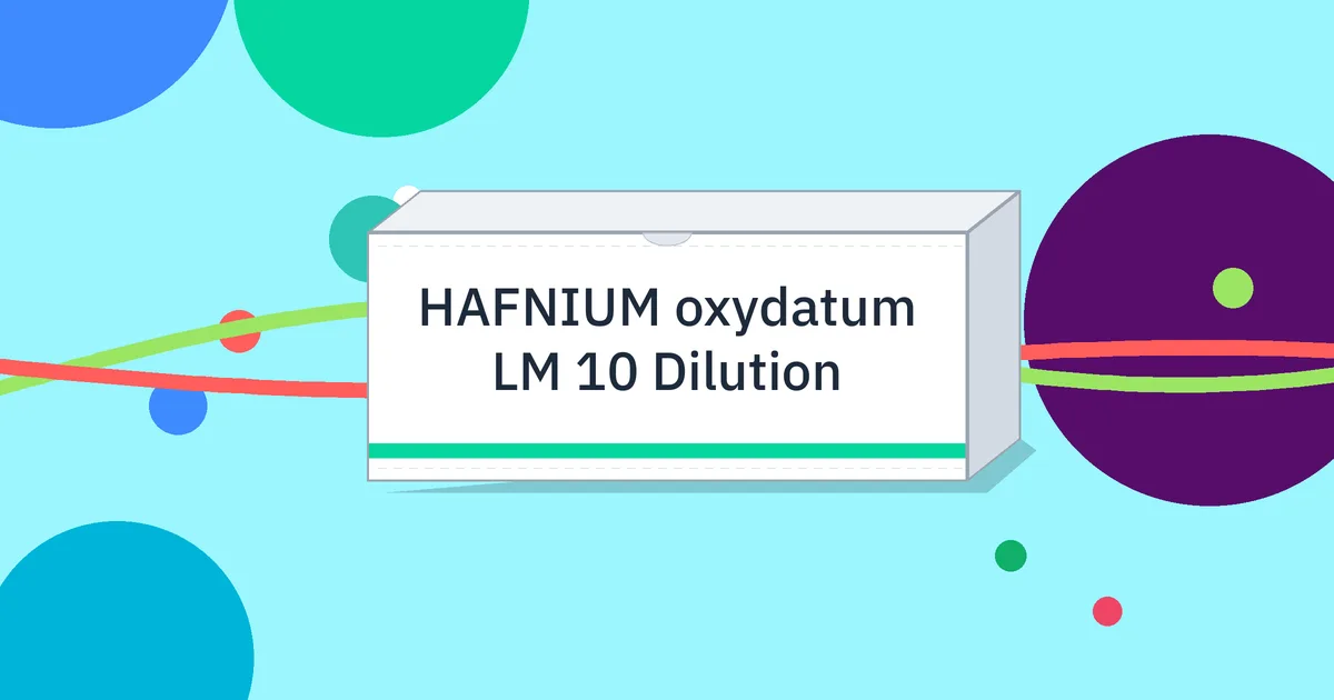 Symbolbild: Packung mit der Aufschrift HAFNIUM oxydatum LM 10 Dilution (PZN 13549733) – Verfügbarkeit und Bezug in Apotheken in Frankfurt am Main