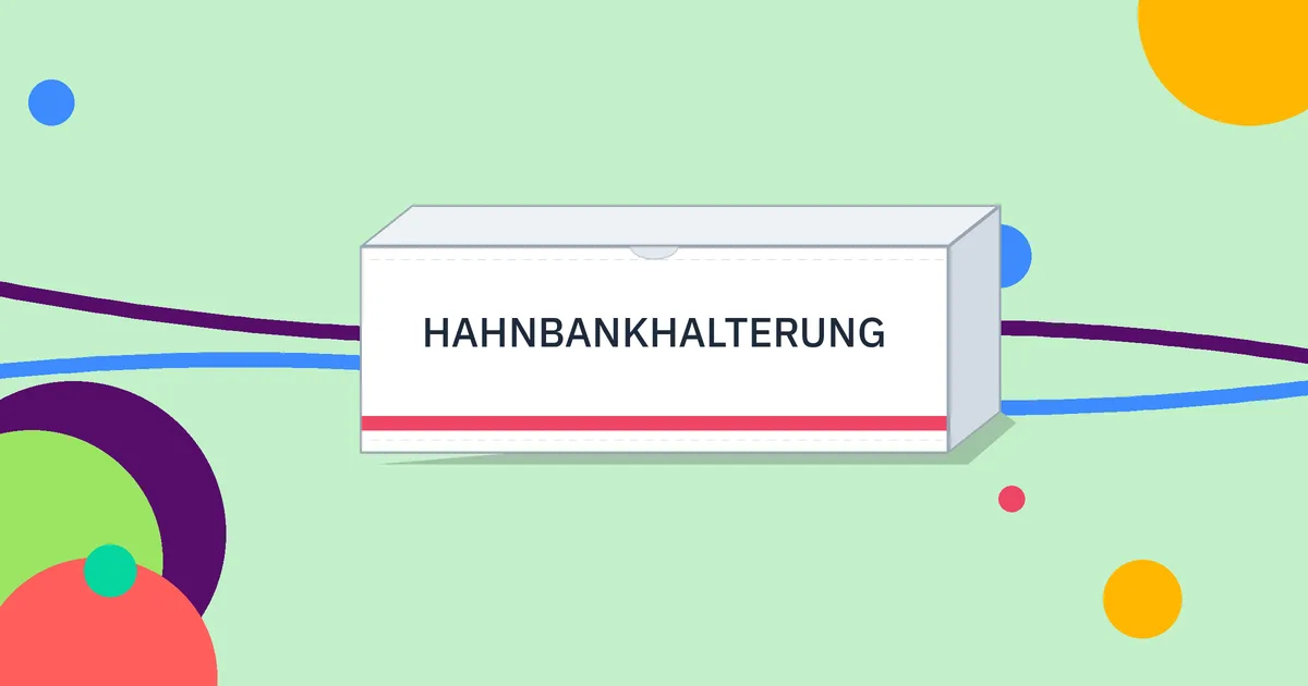 Symbolbild: Packung mit der Aufschrift HAHNBANKHALTERUNG (PZN 03439920) – Verfügbarkeit und Bezug in Apotheken in Frankfurt am Main