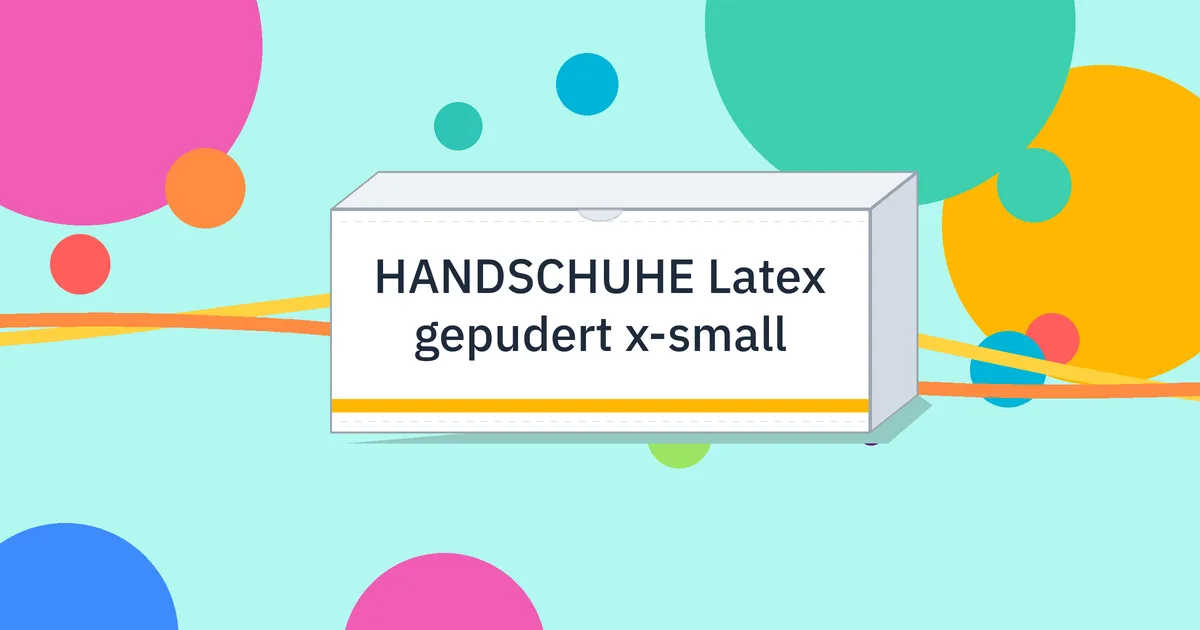 Symbolbild: Packung mit der Aufschrift HANDSCHUHE Latex gepudert x-small (PZN 01234711) – Verfügbarkeit und Bezug in Apotheken in Frankfurt am Main