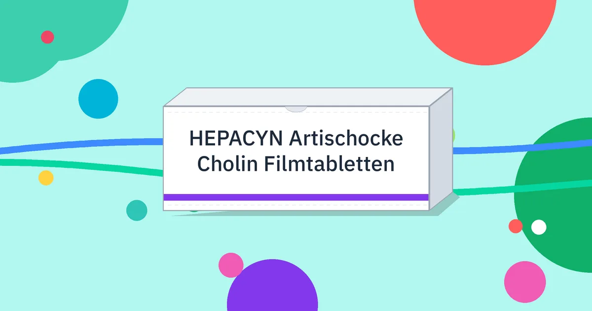 Symbolbild: Packung mit der Aufschrift HEPACYN Artischocke Cholin Filmtabletten (PZN 19096706) – Verfügbarkeit und Bezug in Apotheken in Frankfurt am Main