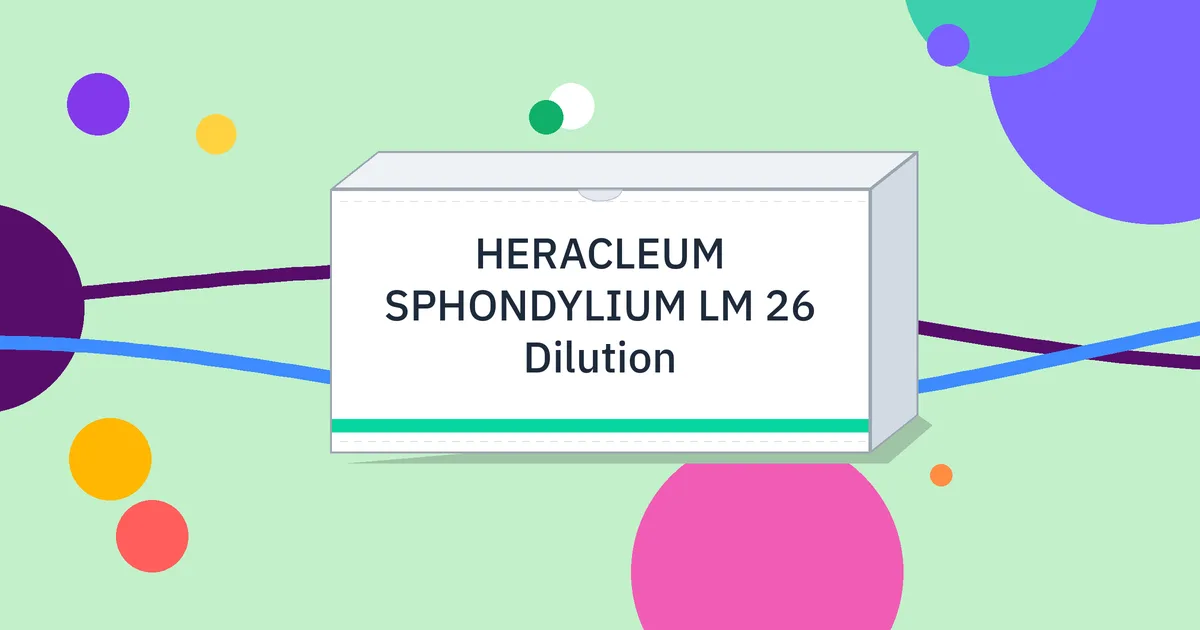 Symbolbild: Packung mit der Aufschrift HERACLEUM SPHONDYLIUM LM 26 Dilution (PZN 13552735) – Verfügbarkeit und Bezug in Apotheken in Frankfurt am Main